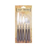 China Stainless Steel Palette Knife Set 5 Piece Art Tools Kit For Oil And Acrylic Painting for sale