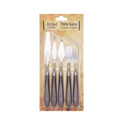 China Stainless Steel Palette Knife Set 5 Piece Art Tools Kit For Oil And Acrylic Painting for sale