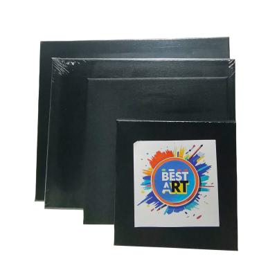 China Customizable Black Stretched Blank Black Stretched Painting Canvas Boards Various Sizes for sale