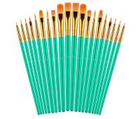 China Customized Logo Green Art Brushes Set For Acrylic Oil Watercolor Painting for sale