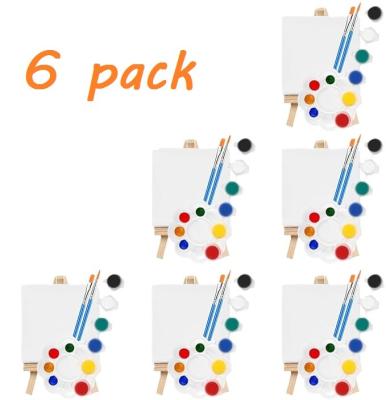 China 6 Pack Canvas Painting Kits With Easels , DIY Painting Tools For Kids Custom Size for sale