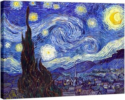 China Print Of Van Gogh Oil Paintings Framed Canvas Wall Art Starry Night Style for sale