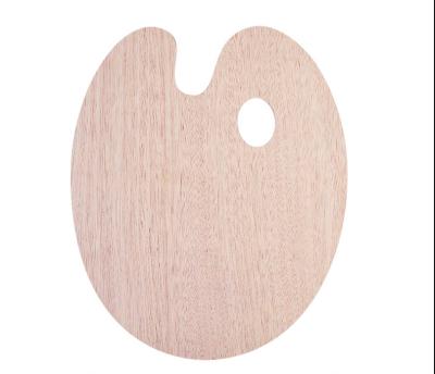 China Oval Shaped Art Painting Tools Wooden Oil Painting Palette with Thumb Hole for sale