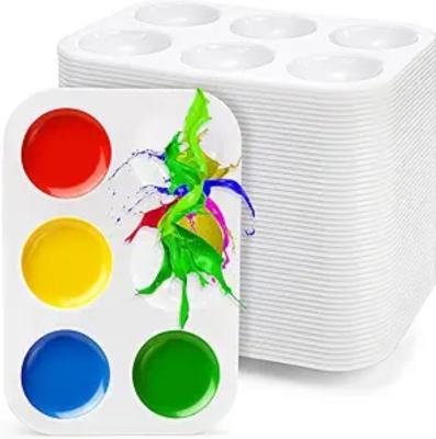 China Rectangular White Plastic Paint Pallets With Hanging Hole For Kids Student Artist for sale