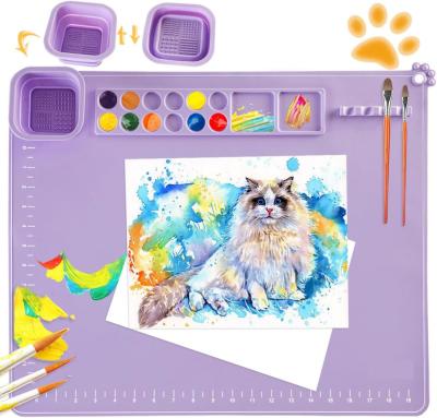 China Large Silicone Painting Mat With Cup Kids Painting Mat Painting Tools For Drawing for sale