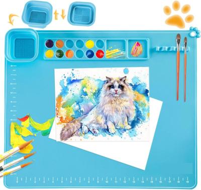 China Super Large Silicone Craft Mat With 1 Magnetic Cup And Color Palette For Artist for sale