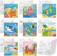 China Sea Animals Pre Drawn Canvas Kit With Wooden Frame Acrylic Paints Palette And Brushes for sale