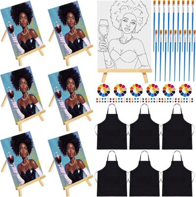 China Cotton Sip And Paint Kits Pre Drawn Canvas For Adults , Pre Printed Stretched Canvas for sale