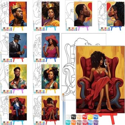 China OEM African Pre Drawn Canvas Set With Easel For Adults Beginners Family Sip for sale