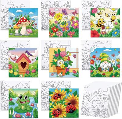 China Matte Finish Pre Printed Canvas Kits For Kids , 8 X 8 Inch Pre Drawn Paint Kits for sale