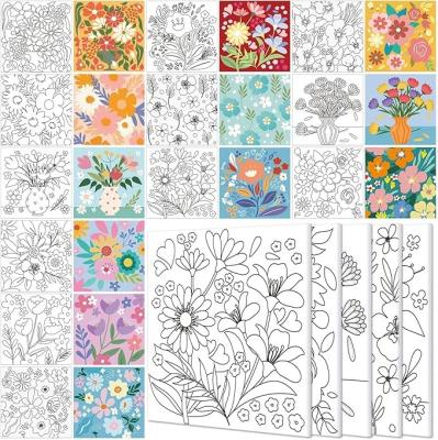 China Pre Drawn Canvas Painting Kits Stretched Coloring Painting Canvas Boards With Brushes for sale