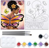 China Butterfly Girl Cotton Pre Drawn Painting Canvas Kits For Adult Valentine Gifts for sale