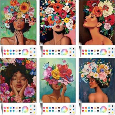 China 8 X 10 Inch Pre Printed Canvas Kit Pre Drawn Afro Queen Cotton Canvas For Adult Gifts for sale