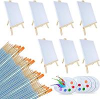 China Kids DIY Art Stretched Canvas Board Set With Easel Brush And Palette For Painting for sale