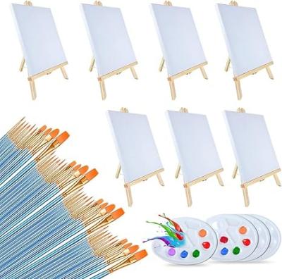 China Kids DIY Art Stretched Canvas Board Set With Easel Brush And Palette For Painting for sale