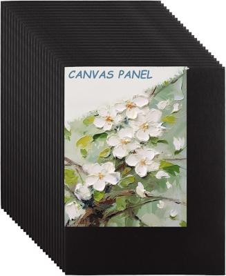 China Cotton Primed Black Painting Canvas Panel For Acrylics / Oil / Watercolor Paints for sale