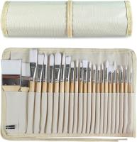 China 24 Pieces Art Brushes Set Wooden Handles Paint Brushes With Canvas Brush Case for sale