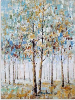 China Tree Canvas Wall Art  Pre Printed Abstract Forest Painting For Modern Home Decoration for sale