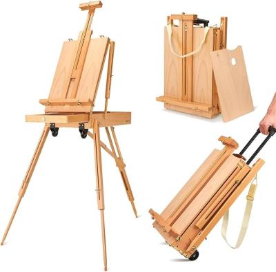 China Holds Canvas Wood Portable Adjustable Art Painting Easel French Style With Palette for sale