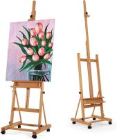 China H Frame Floor Standing Wooden Easel large Artist Studio Floor Easel For Hold Canvas for sale