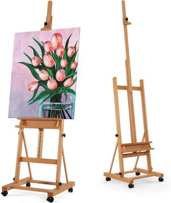 China H Frame Floor Standing Wooden Easel large Artist Studio Floor Easel For Hold Canvas for sale