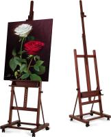 China Large H Frame Wooden Display Easel Artist Studio Floor Easel For Canvas Holding for sale