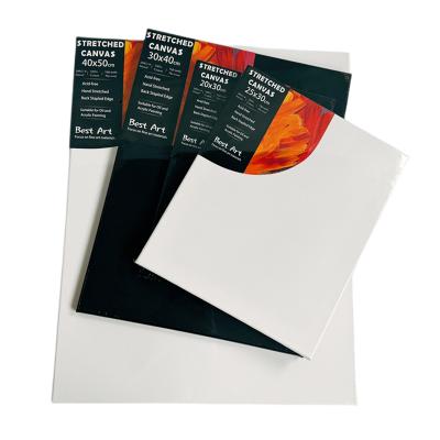 China Professional Triple Primed Blank White Stretched Canvas for Oil and Acrylic Painting with Pine Wood Frame for sale