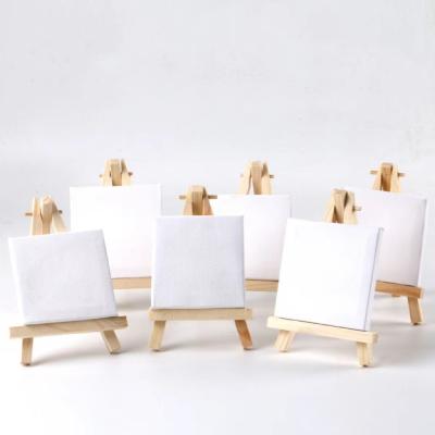 China 6*6 Mini Canvas with Pine Wood Frame Blank White Stretched Canvas Board for Kids Paintings Shrink Wrapped for sale