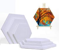 China Hexagon Shaped Stretched Canvas Board with 280g Cotton and Triple Primed Gesso for Acrylic and Oil Painting for sale