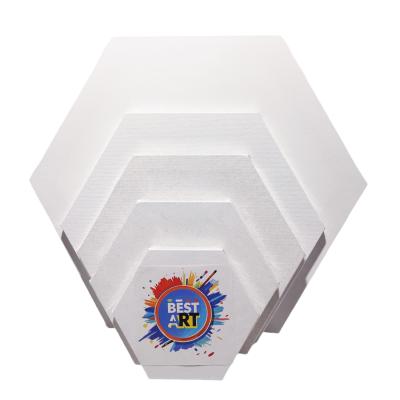 China Hexagon Shape Stretched Canvas Board with 280g Cotton and Triple Primed Gesso for Acrylic Painting for sale