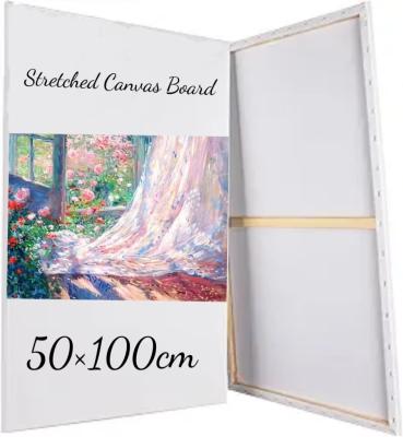 China 50X100CM Large 280g Cotton Stretched Canvas Board Triple Primed Gesso for Acrylic and Oil Painting for sale