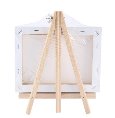 China Factory Price Pure Cotton 10x10 Personal Mini Art Canvas Plus Wooden Easel for Desktop for sale