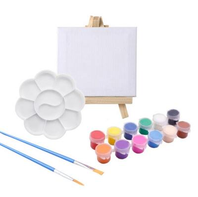 China 10x15cm Stretched Mini Canvas Painting Kit with Acrylic Paints and Brushes for Kids Pre-printed Canvas Print Painting for sale