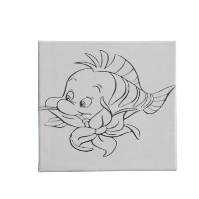 China Kids DIY Pre-printed Stretched Canvas Set with Black Printed Lines Design for sale