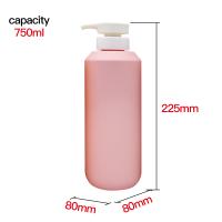 China Hot Selling 750ml Custom Plastic Shampoo Shower Gel Body Wash Bottle Round HDPE Soft Touch Hair Conditioner Lotion Pump Bottles for sale