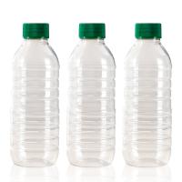 China Custom 300ml  Empty Transparent Round Juice PET Plastic Drinking Bottles Spring Water Beverage Container with Lids for sale
