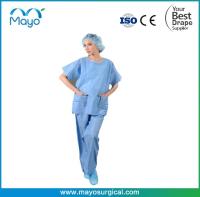 China Nonwoven SBPP Disposable Scrub Suit With Pants SMS Hospital Disposable Scrubs for sale