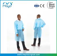China 40gsm PP Form Fit Isolation Gown Tie Back with Knitted Cuff for sale