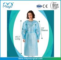 China PPE Disposable Isolation Gowns Blue Level 2 SMS 40gsm Non Woven Material For Dental Medical Use for sale