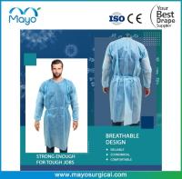China PPE Disposable Isolation Gowns Blue Level 2 SMS 40gsm Non Woven Material For Dental Medical Use for sale