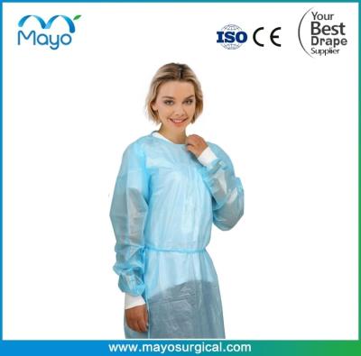 China Dental Clinic PP+PE Disposable Isolation Gown AAMI Long Sleeve & Elastic Cuff for sale