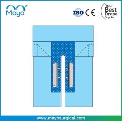 China Sterile Cardiothoracic Drape With Reinforcement U Split Dual Clear PE Fluid Control Pouches for sale