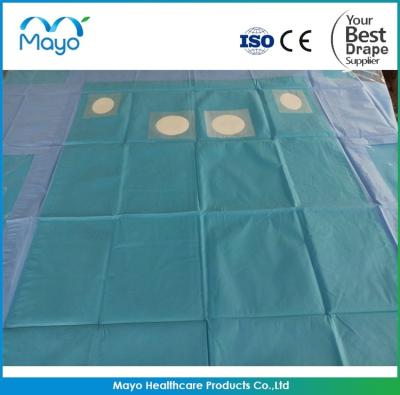 China Sterile Femoral Angio Drape 240cm x 370cm Blue SMS Material for sale