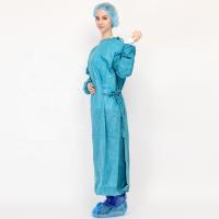 China Blue SMMS Surgical Gown EN 13795 Sterile Gown With Ultrasonic Sewing for sale