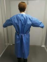 China Blue Non Woven Coverall Disposable Dustproof Surgical Isolation Gown for sale