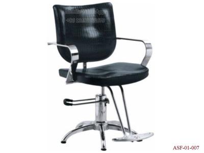 China ASF-01-007 Black Synthetic Leather Hydraulic Barber Chair with Reclining Backrest and Footrest for sale