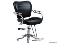 China Professional Barber Styling Chair Stainless Steel Base Black Leather 110kg Capacity Salon Chair for sale
