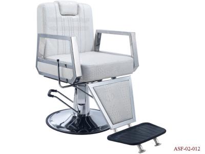 China ASF-02-012 Hydraulic Pump Barber Chair with Footrest White Leather Salon Chair 110V for sale