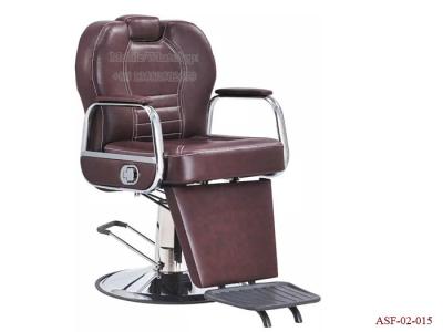 China ASF-02-015 Reclining Hydraulic Barber Chair Brown Leather 150kg Capacity Salon Chair for sale