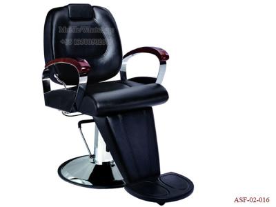 China ASF-02-016 Black Leather Barber Chair for Salon Hair Cutting Equipment 110V for sale